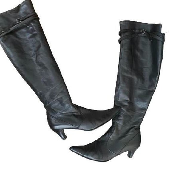 Anna Sui | Shoes | Anna Sui Vintage Boots Leather Goth Heels | Poshmark